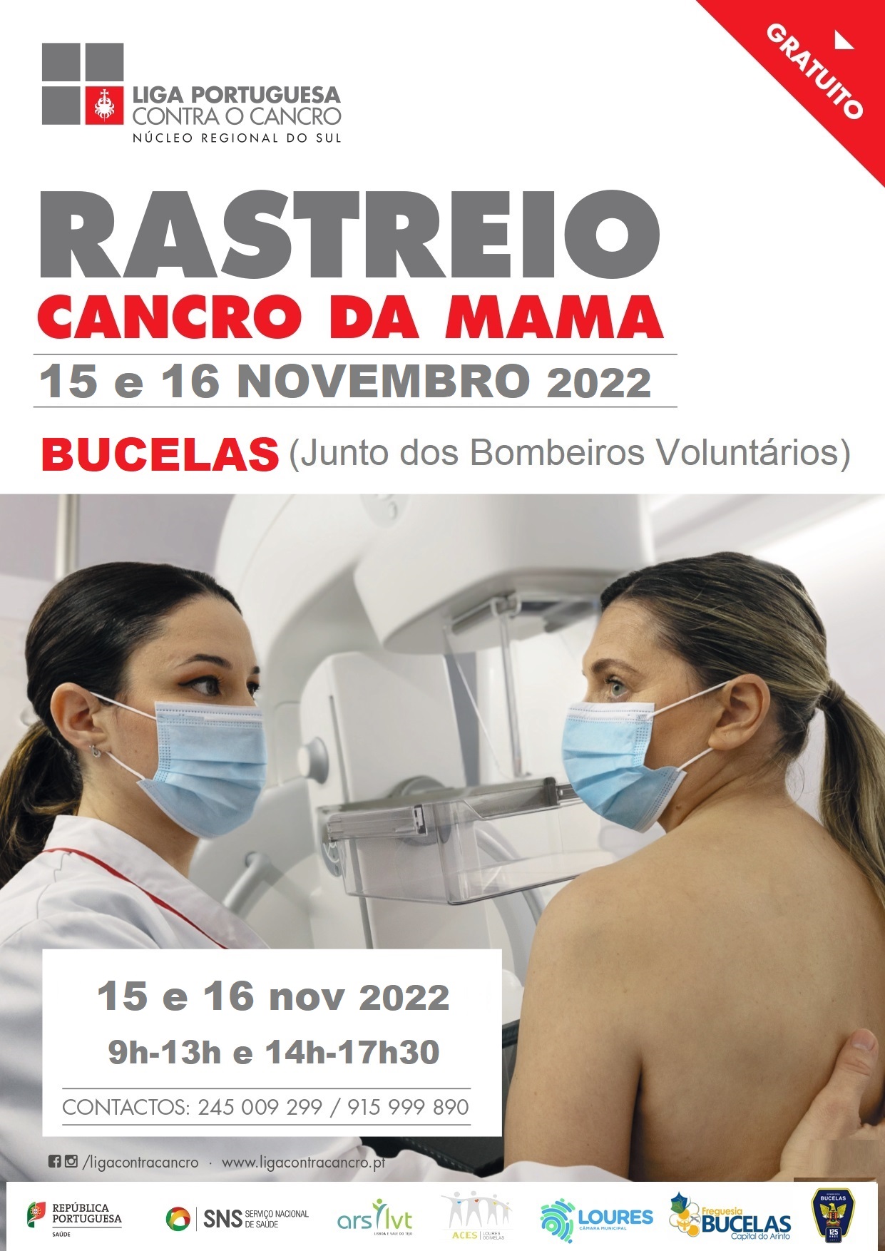 Rastreio Cancro da Mama – Bucelas, 15 e 16 novembro