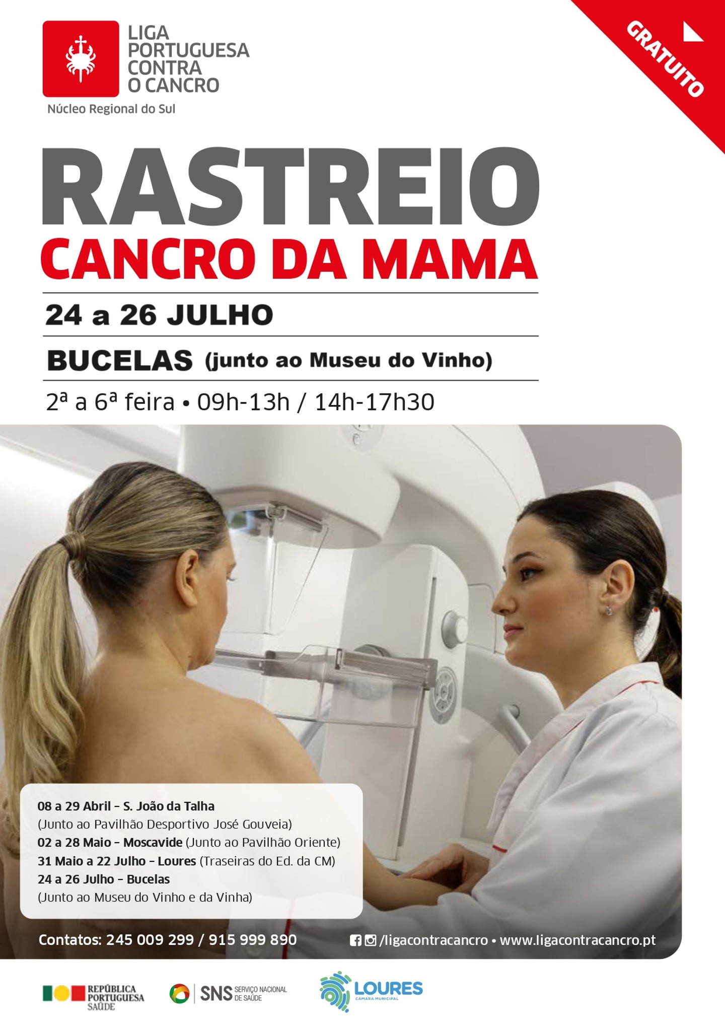 Rastreio Cancro da Mama – Bucelas, 24 a 26 julho